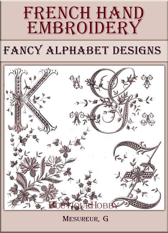 Vintage Embroidery Alphabetlogo Designsprintable Lettering - Etsy