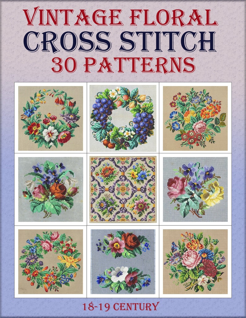 Vintage Floral Cross Stitch Patterns Flower Embroidery Books - Etsy