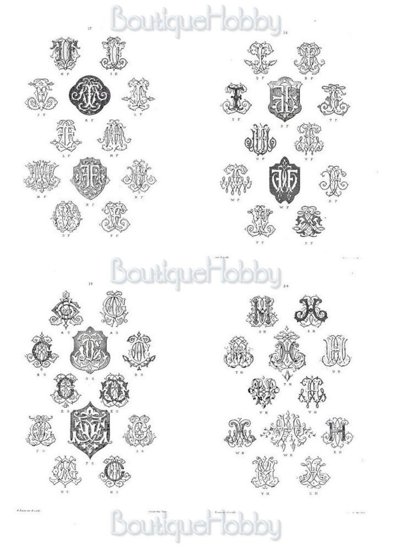 Victorian Monogram Font Louis Xiv,vintage Lettering,alphabet Font ...