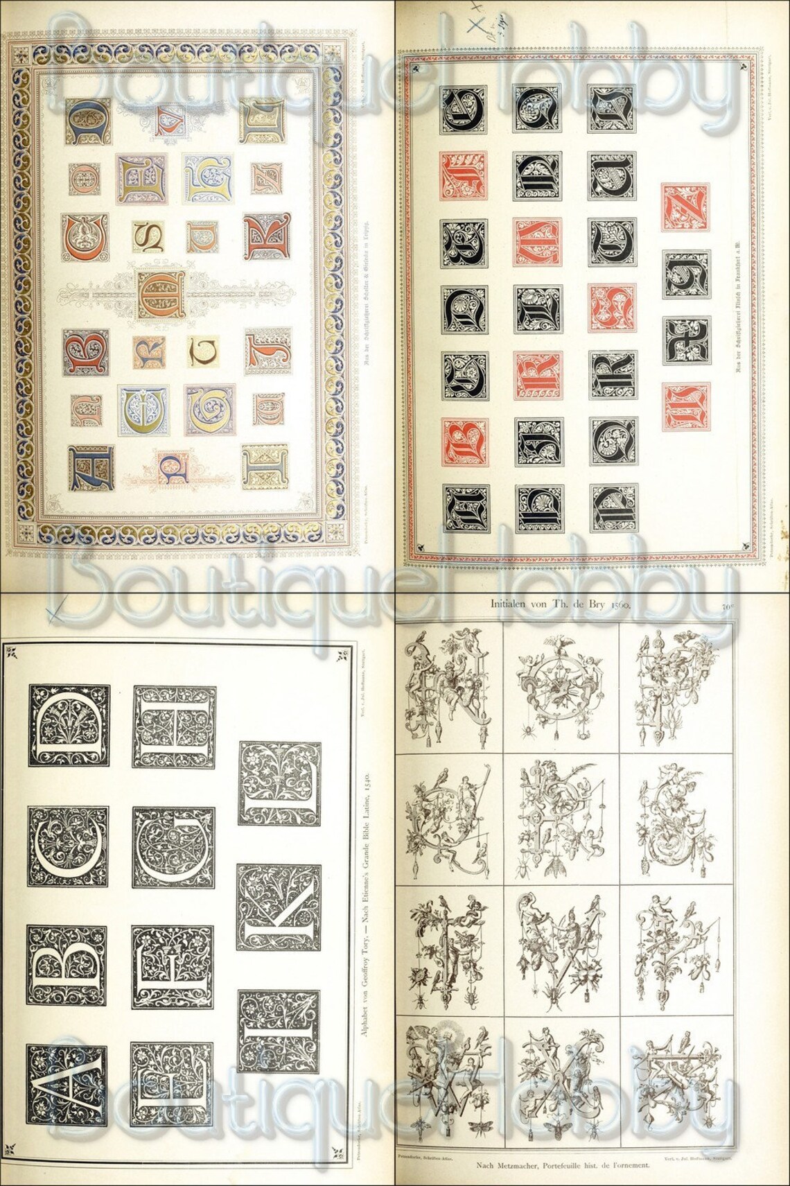 Vintage German Monogram Fontsalphabetinitials Instant | Etsy