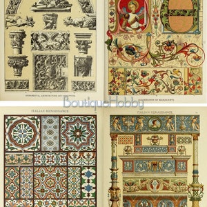 Ornamental Art,vintage Illustration,historic Styles of Ornament,1500 ...