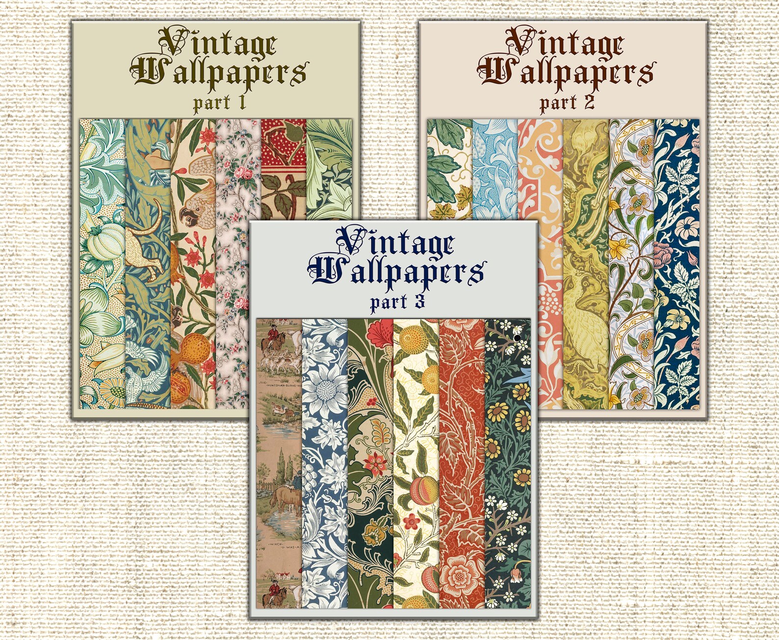 Vintage Digital Wallpaper Printable Paper, Background Set-2, 8.5"x 11 ...