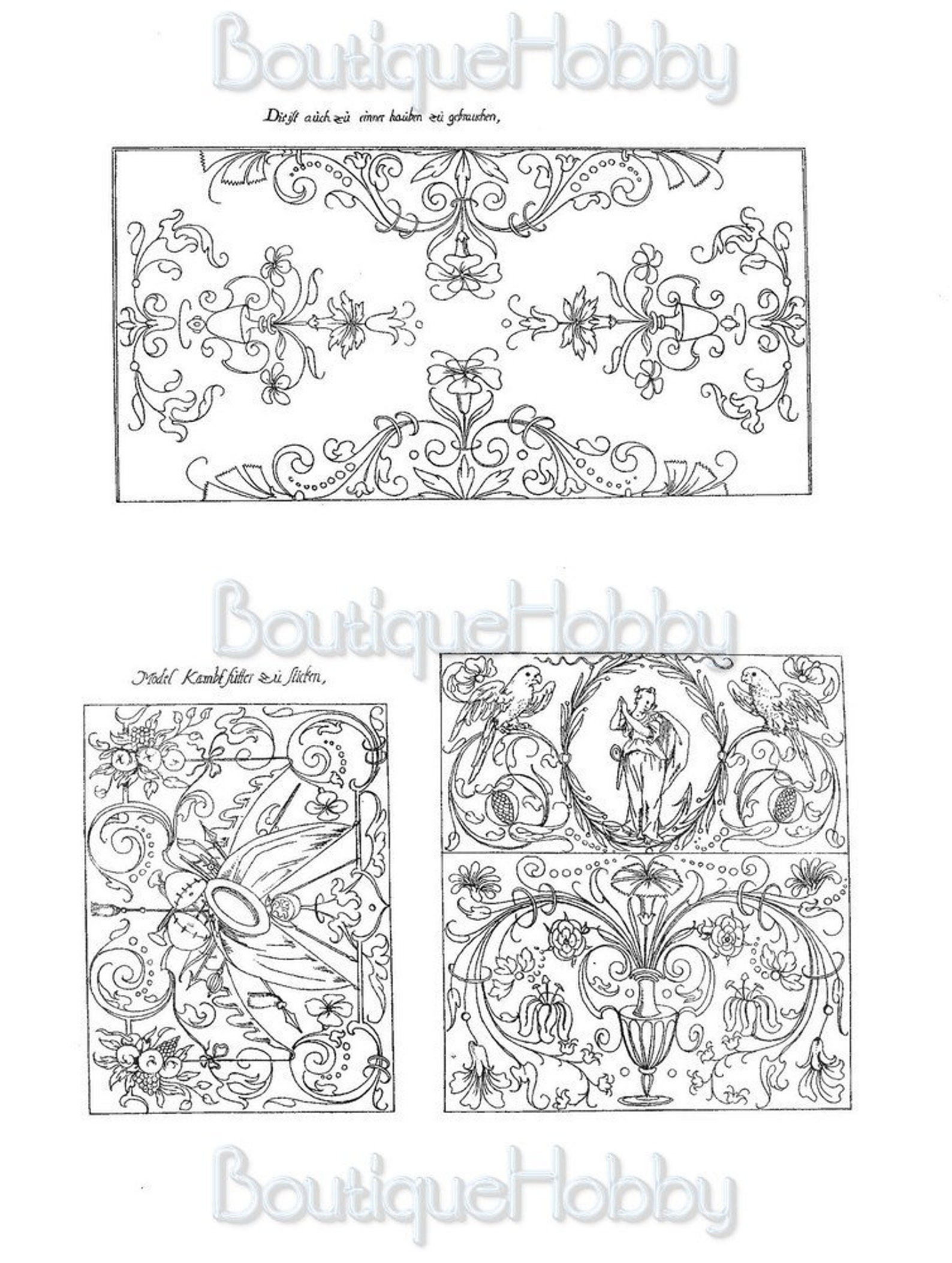 Antique German Embroidery Motif Ornament Patterngermany - Etsy