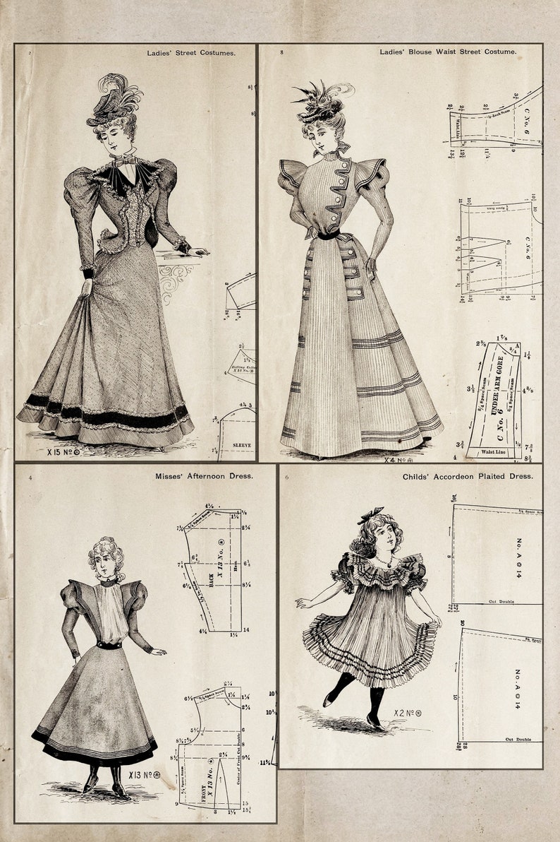 Victorian Book, Vintage Sewing Patterns 17 Dresses, the Garment Cutter ...