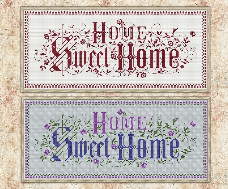 Home Sweet Home Quote Cross Stitch Pattern, Victorian Motto Sampler PDF ...