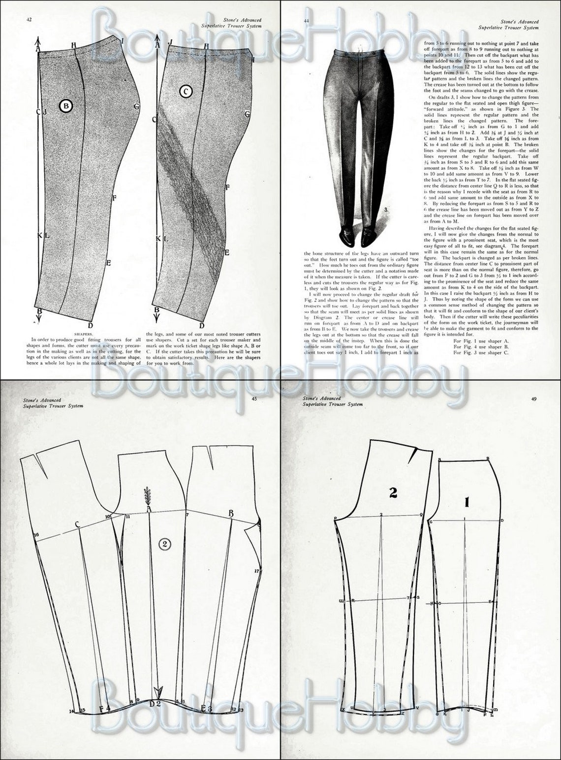 Vintage Mens Trousers Sewing Patterns,self Instruction Printable Book ...