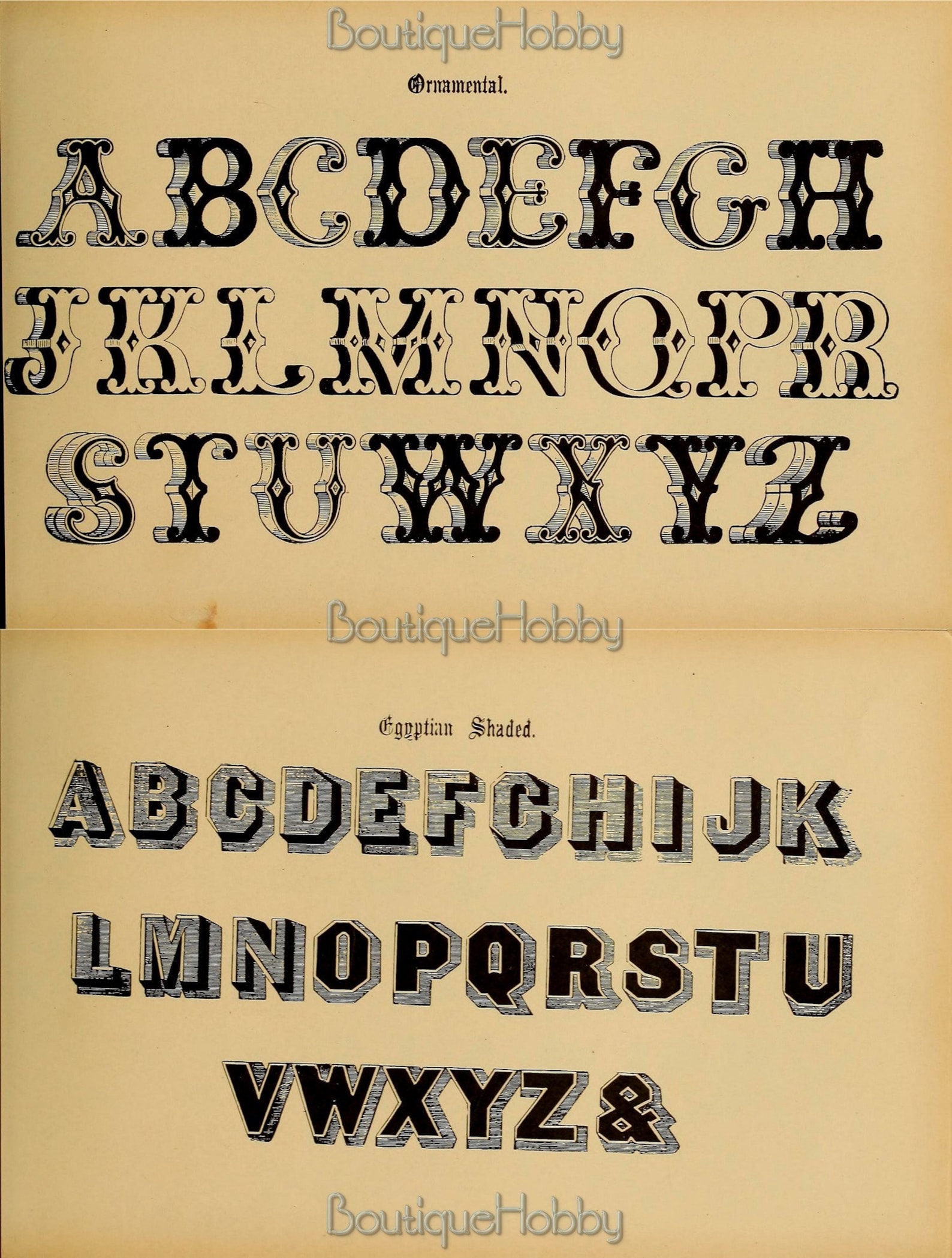 Alphabet Vintage Bookprintable Lettersplain and Ornamental | Etsy