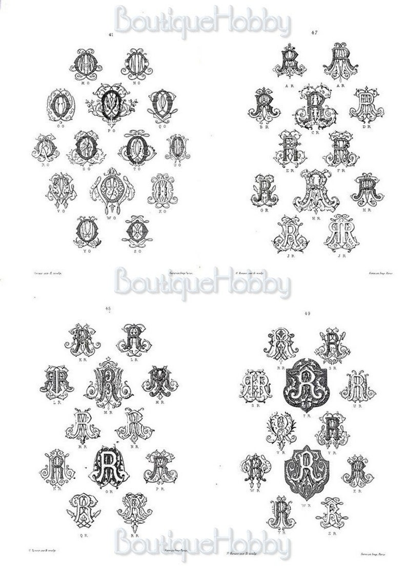 Victorian Monogram Font Louis Xivvintage Letteringalphabet - Etsy