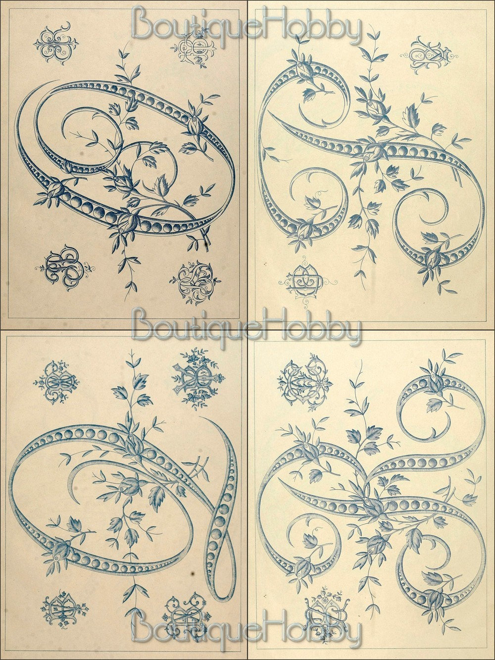 Vintage Embroidery Alphabet,logo Designs,printable Lettering Initials ...