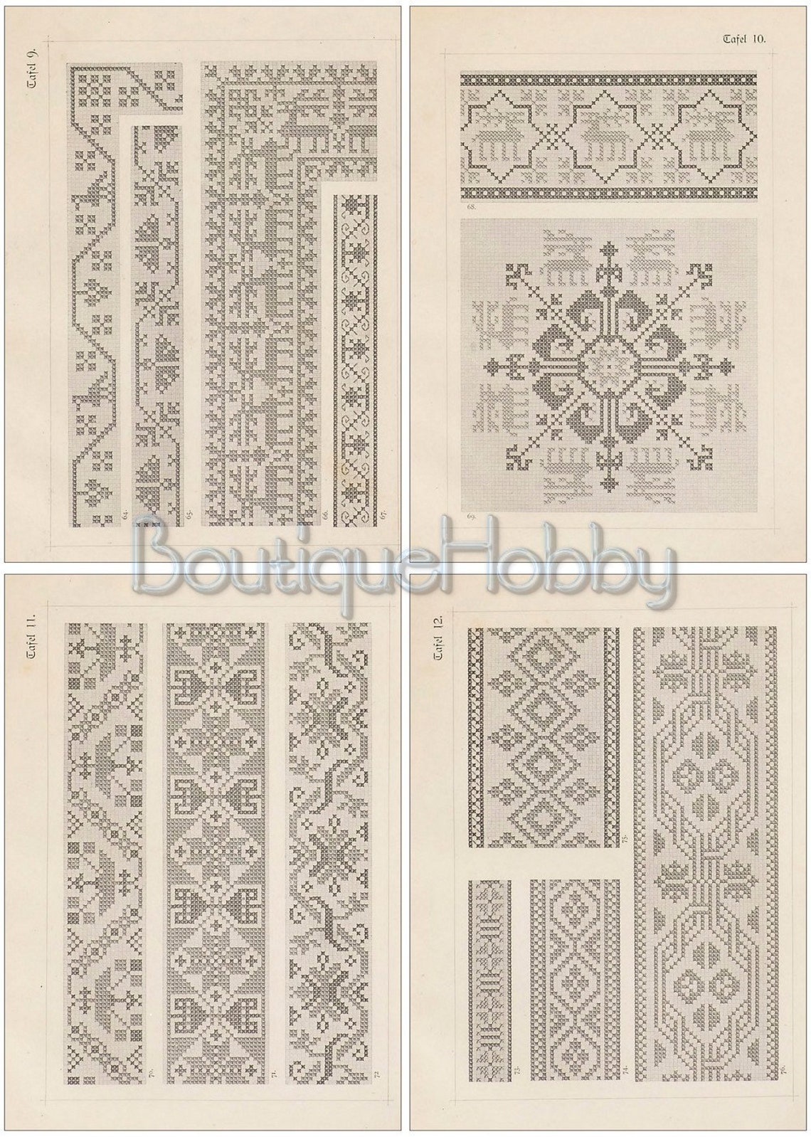 German Vintage Cross Stitch Patterns Book-2,antique Digital Embroidery ...