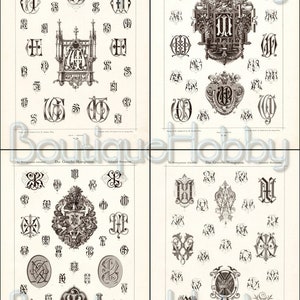 2000 Victorian Monograms,monogram Font,alphabet Illustration Heraldic ...