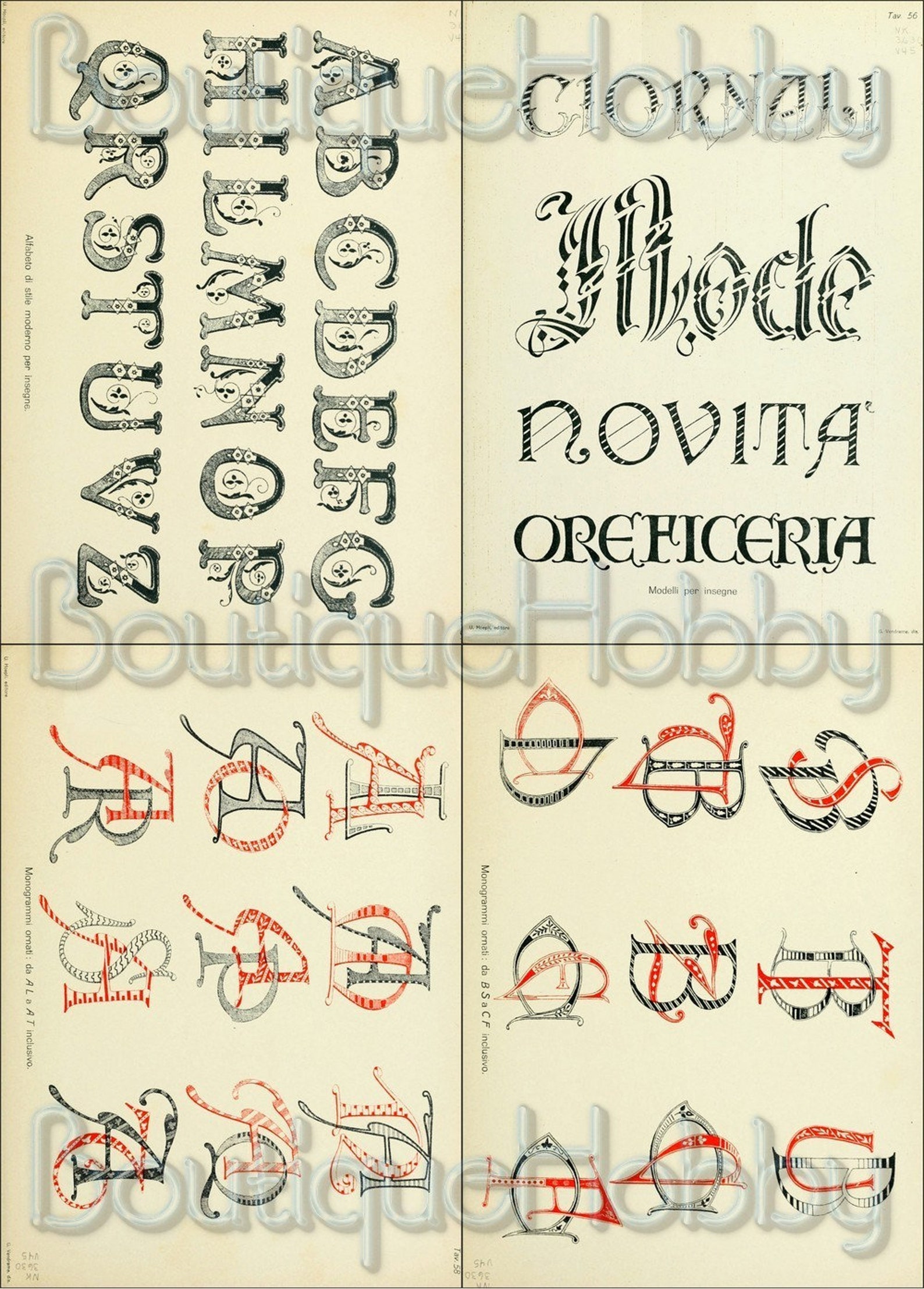 Vintage Italian Monogram Fontsart Deco Lettersalphabets | Etsy