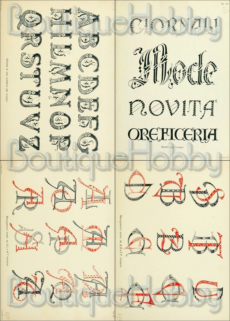 Vintage Italian Monogram Fontsart Deco Lettersalphabets | Etsy