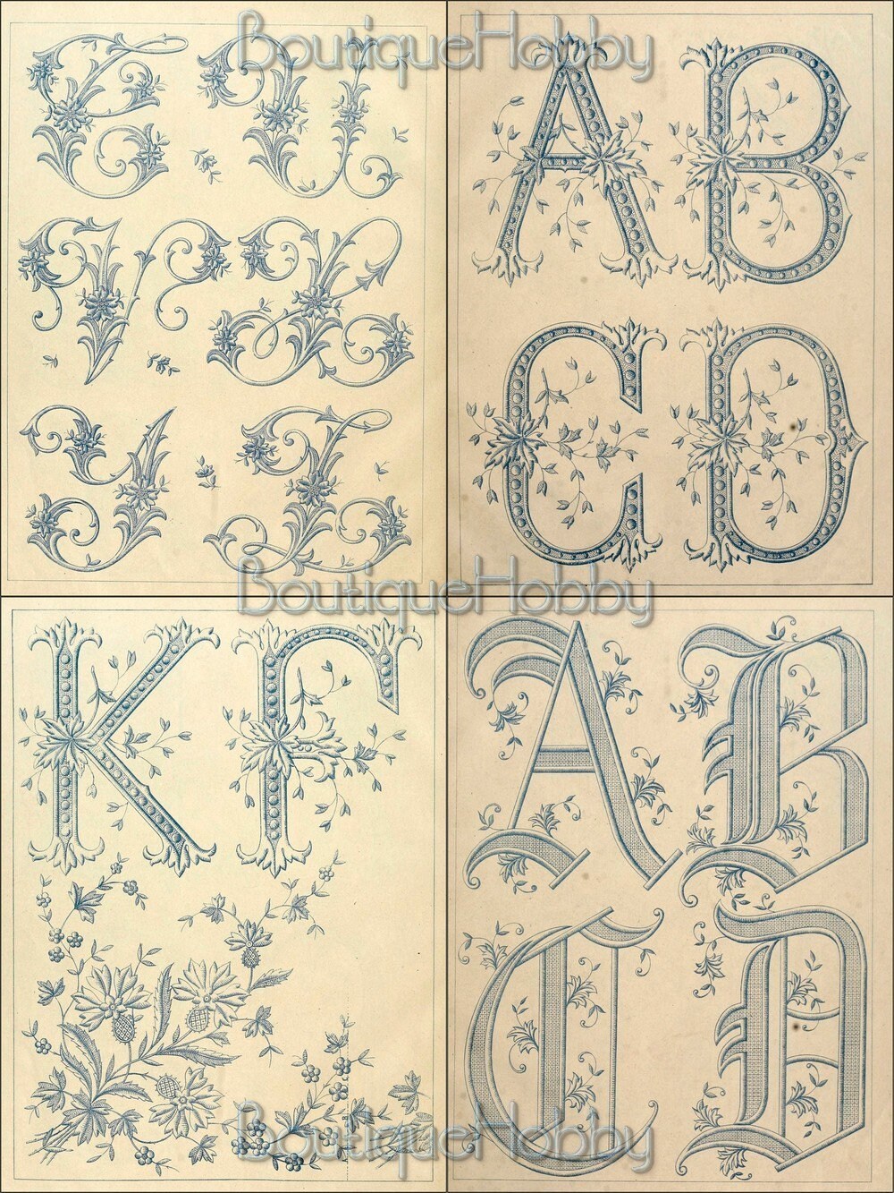 Vintage Embroidery Alphabet,logo Designs,printable Lettering Initials ...