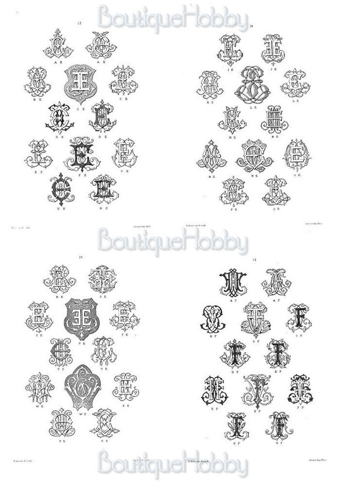Victorian Monogram Font Louis Xivvintage Letteringalphabet - Etsy