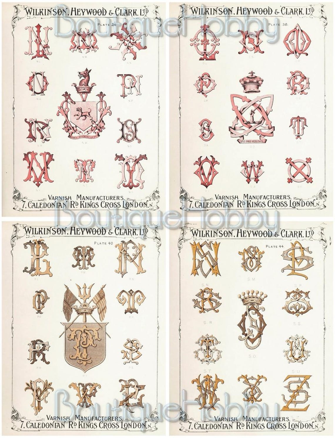 Vintage Monograms,lettering,alphabet,heraldic Designs PDF Instant ...