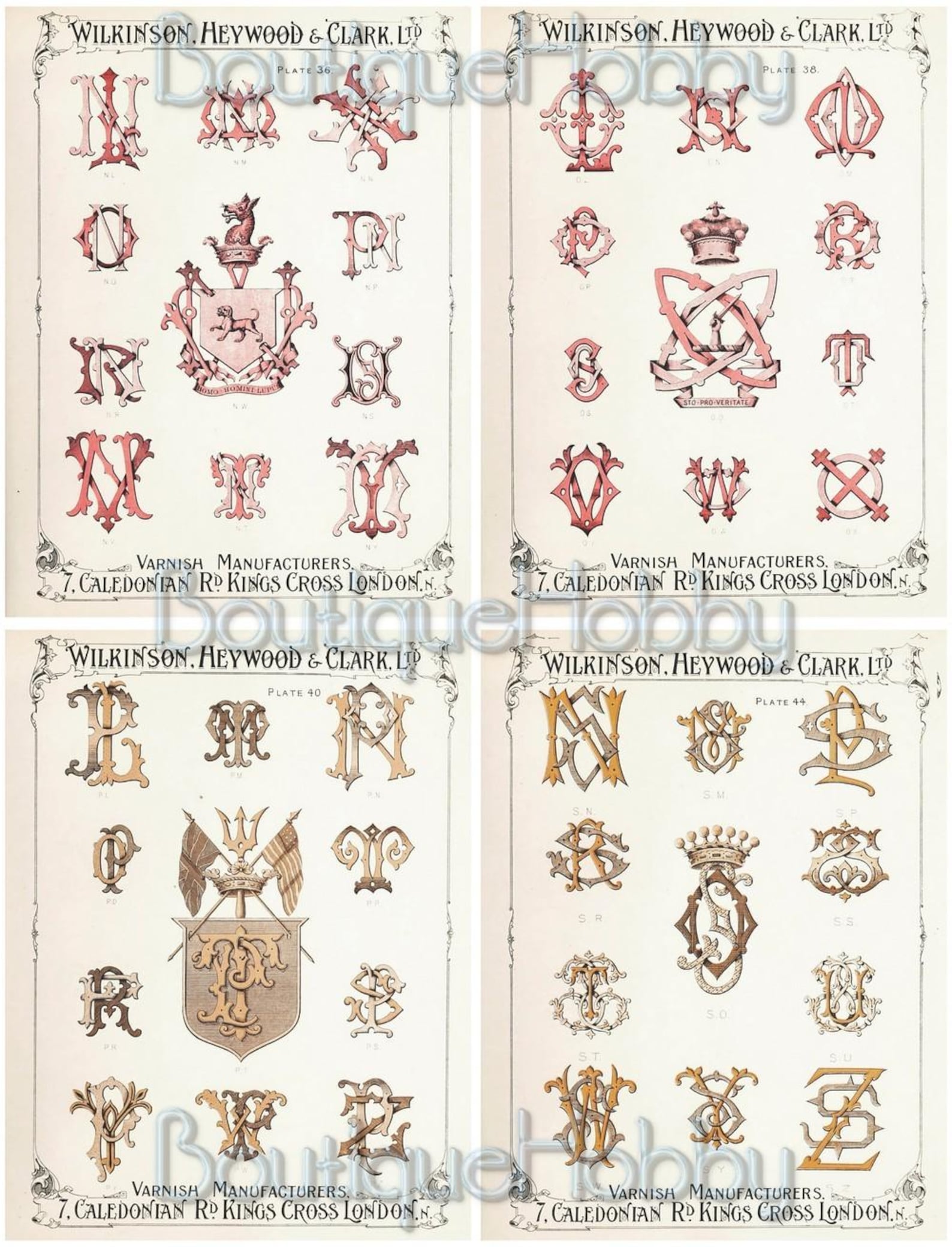 Vintage Monograms,lettering,alphabet,heraldic Designs PDF Instant ...