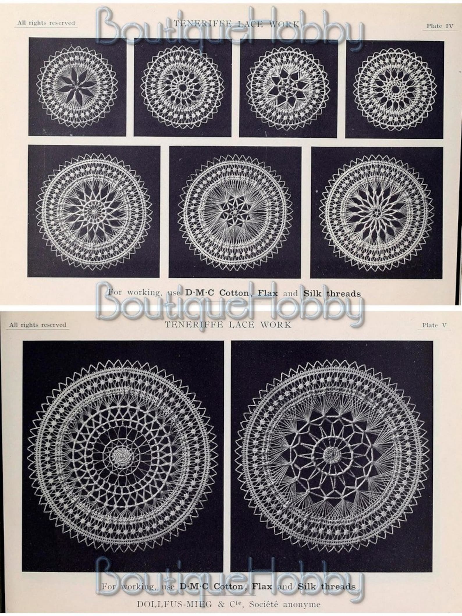 Vintage Tutorial Needlework,lace Making Patterns Books,teneriffe Lace ...