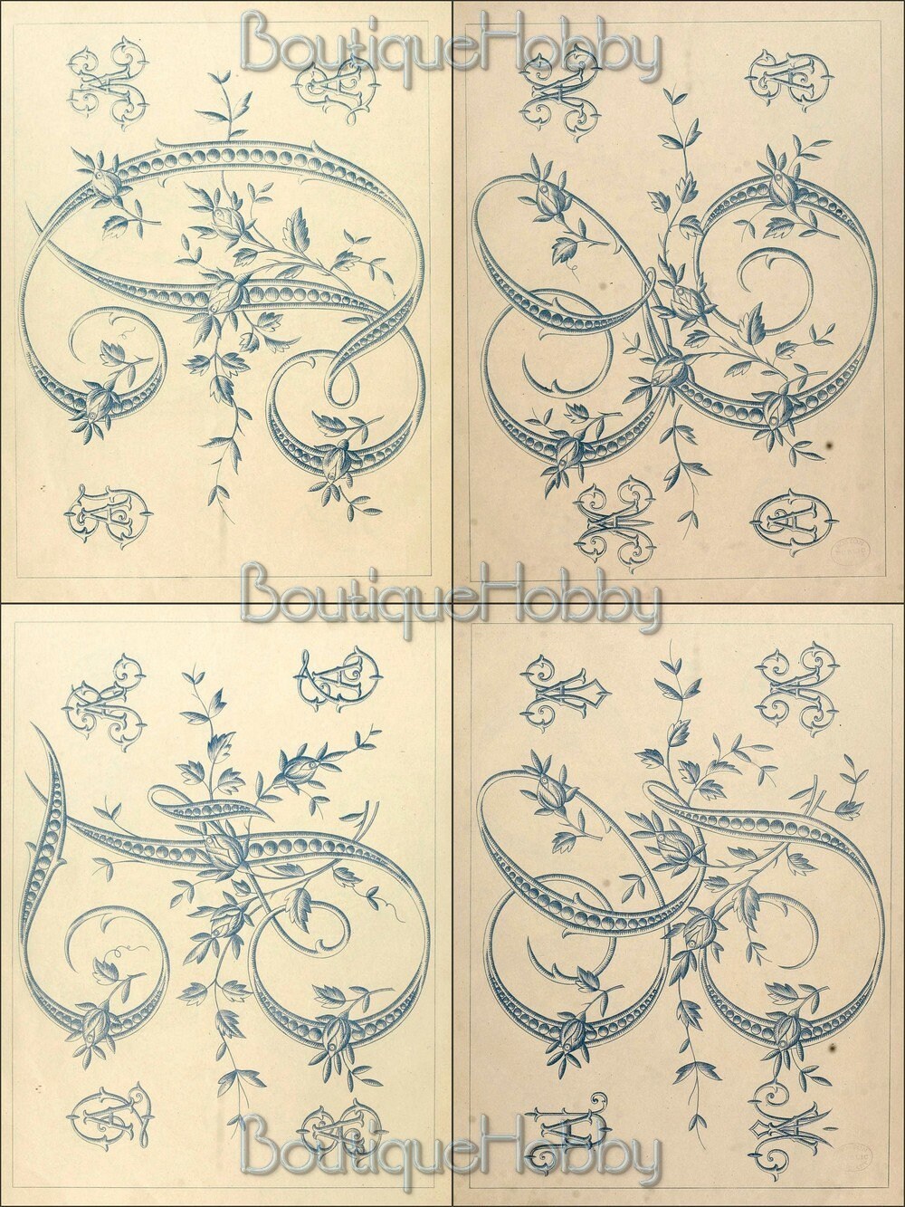 Vintage Embroidery Alphabet,logo Designs,printable Lettering Initials ...