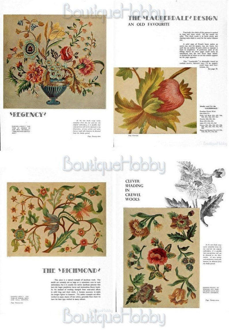 Antique Hand Embroidery,vintage Crewel Work,book Embroidery - Etsy