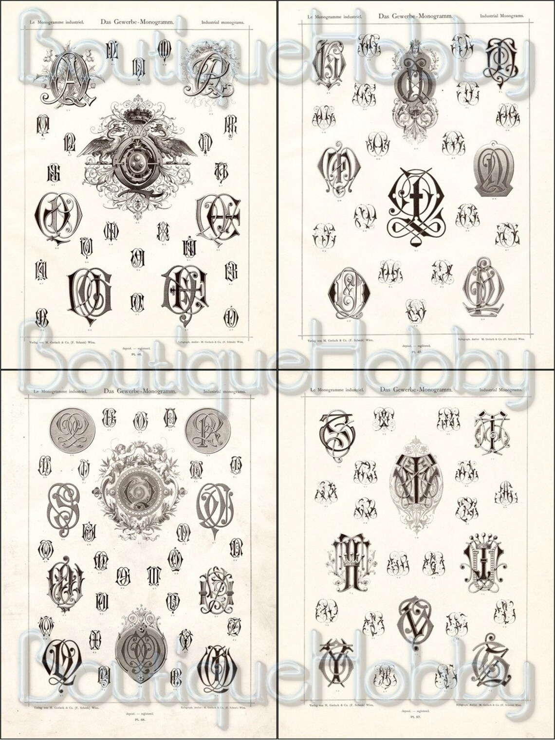 2000 Victorian Monogramsmonogram Fontalphabet Illustration - Etsy