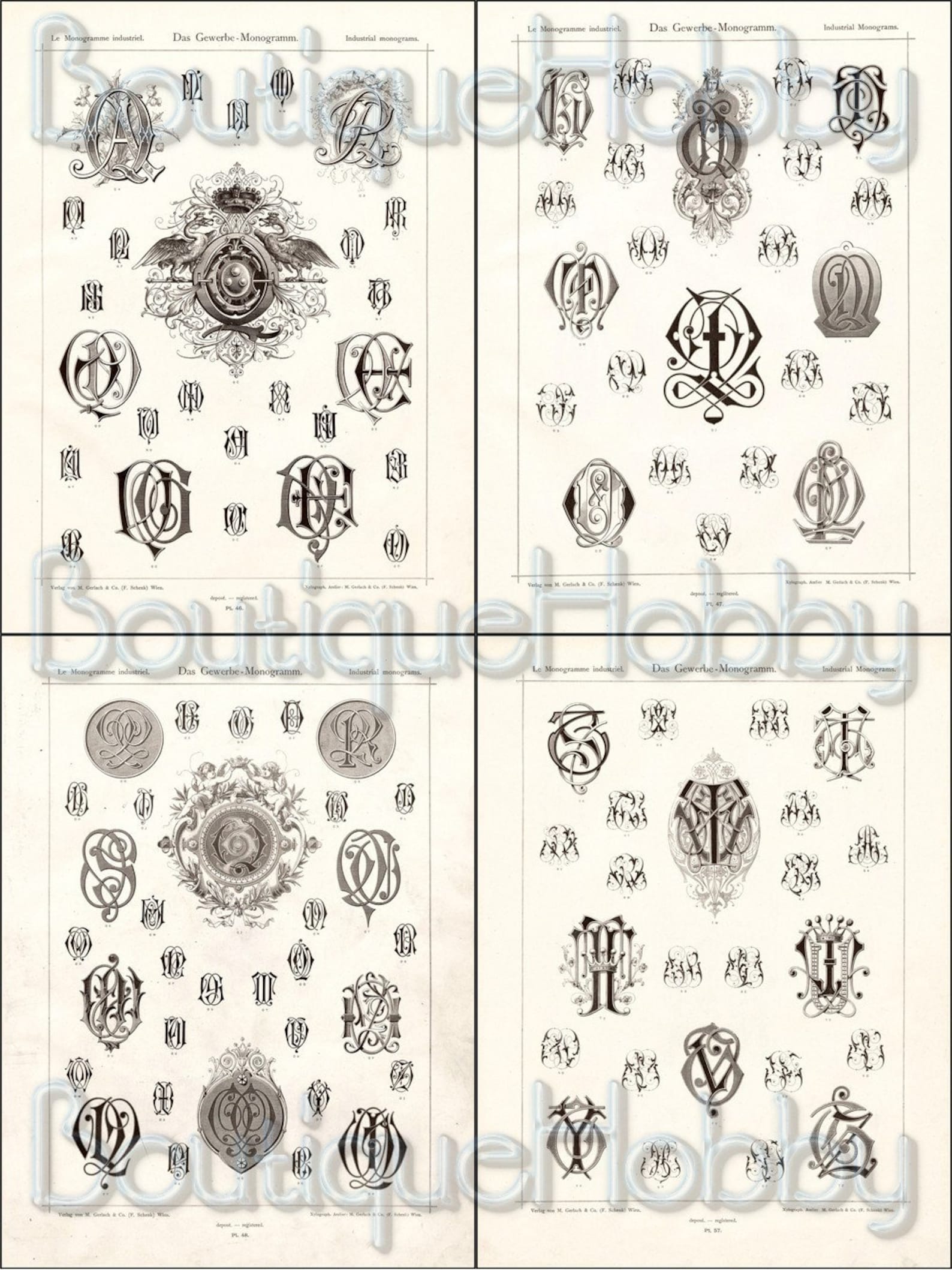 2000 Victorian Monograms,monogram Font,alphabet Illustration Heraldic ...