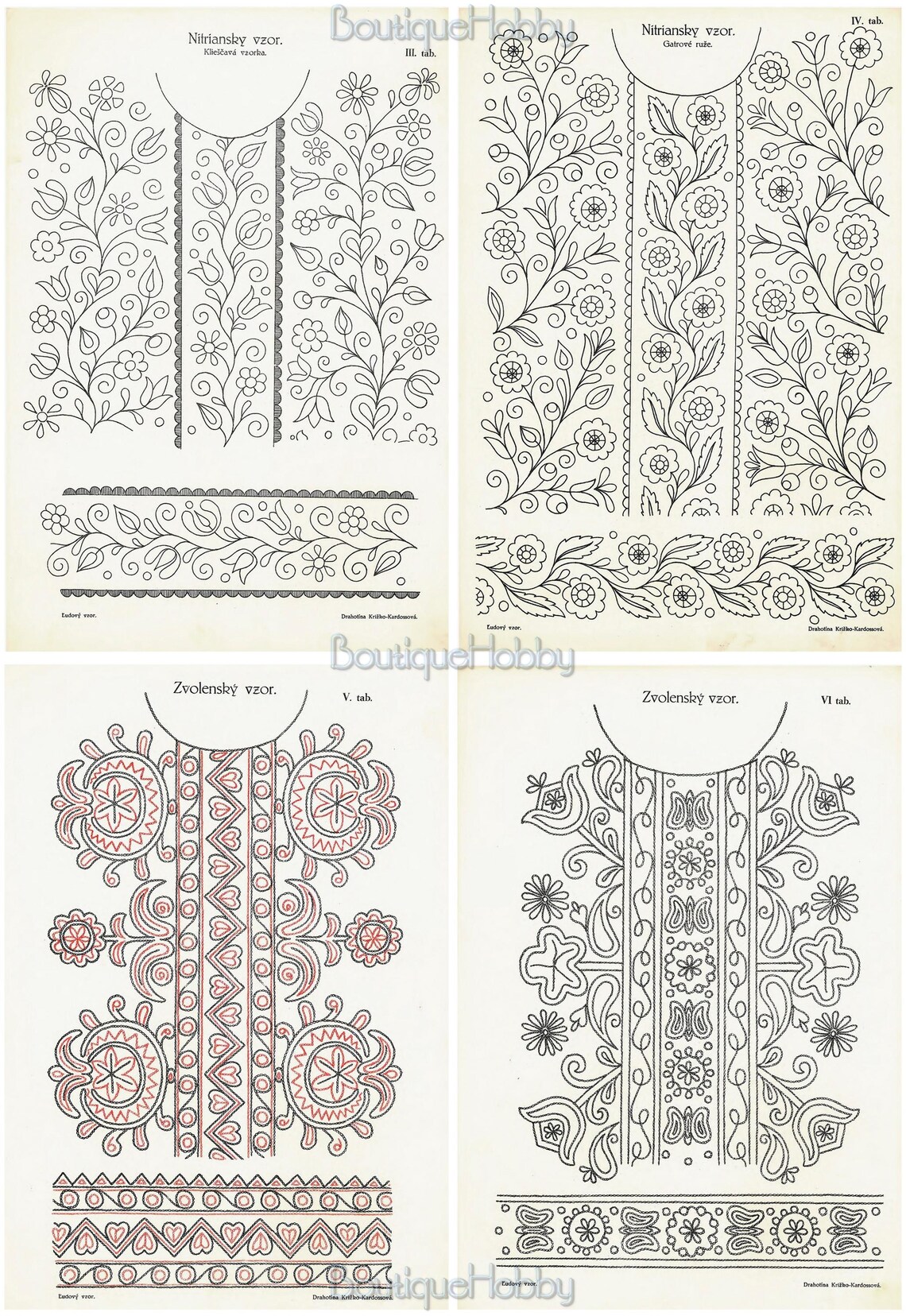 Slovakian Embroidery 10 Folk Patterns on Shirts, Vintage Needlework ...