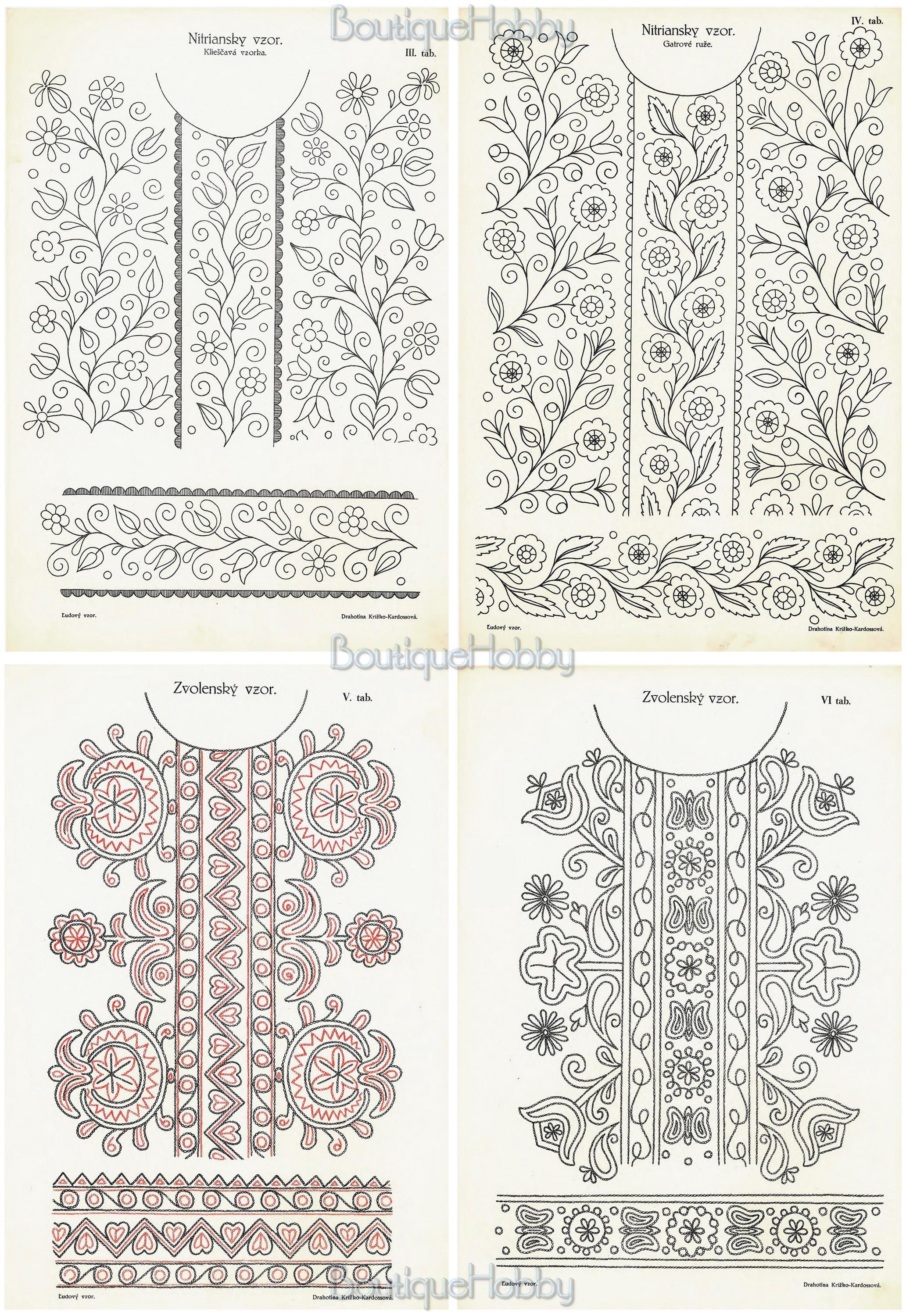 Slovakian Embroidery 10 Folk Patterns on Shirts, Vintage Needlework ...
