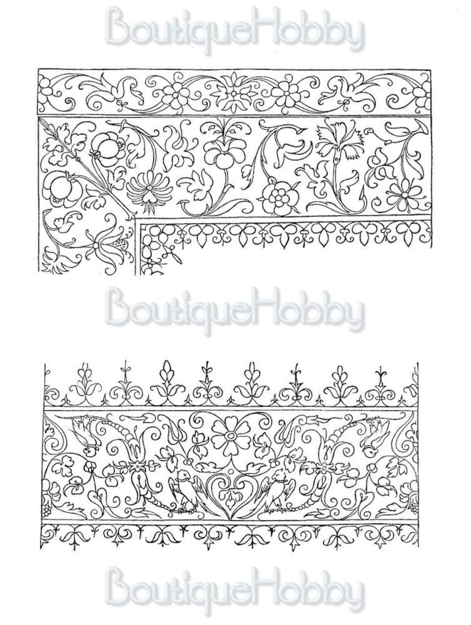 Antique German Embroidery Motif Ornament Patterngermany - Etsy