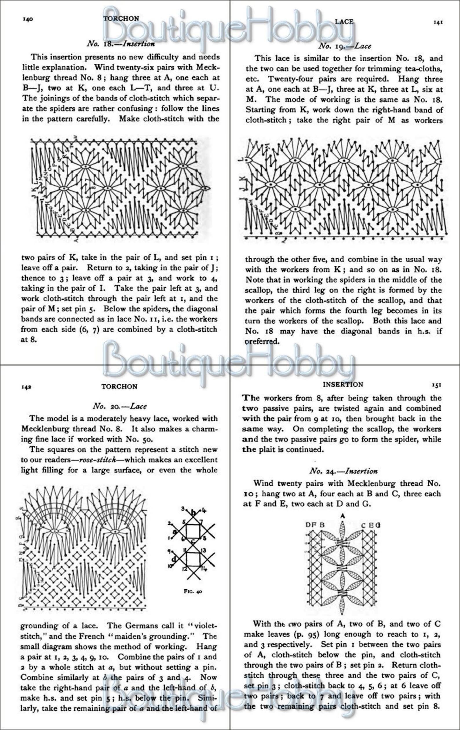 Bobbin Lace Pattern Book: Victorian Pillow Lace Instructions (PDF) - Etsy