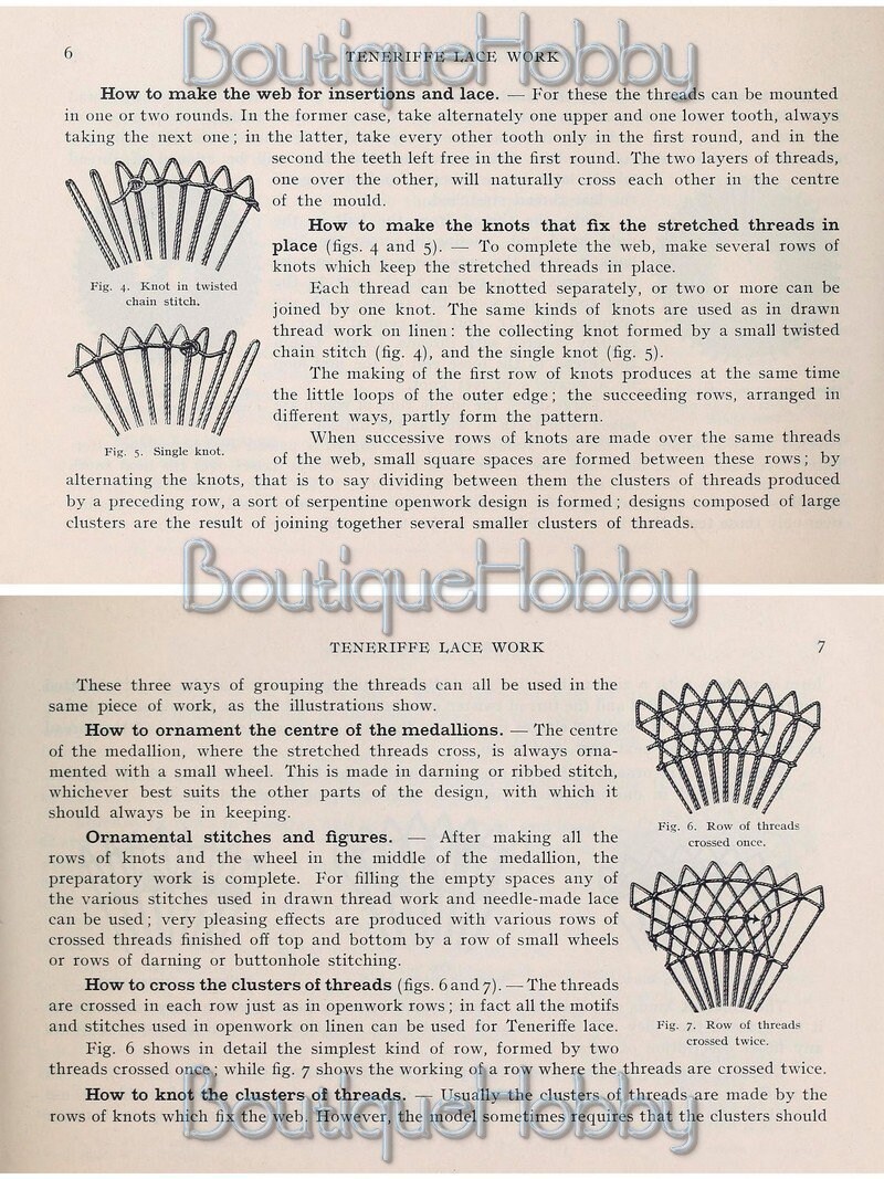 Vintage Tutorial Needlework,lace Making Patterns Books,teneriffe Lace ...