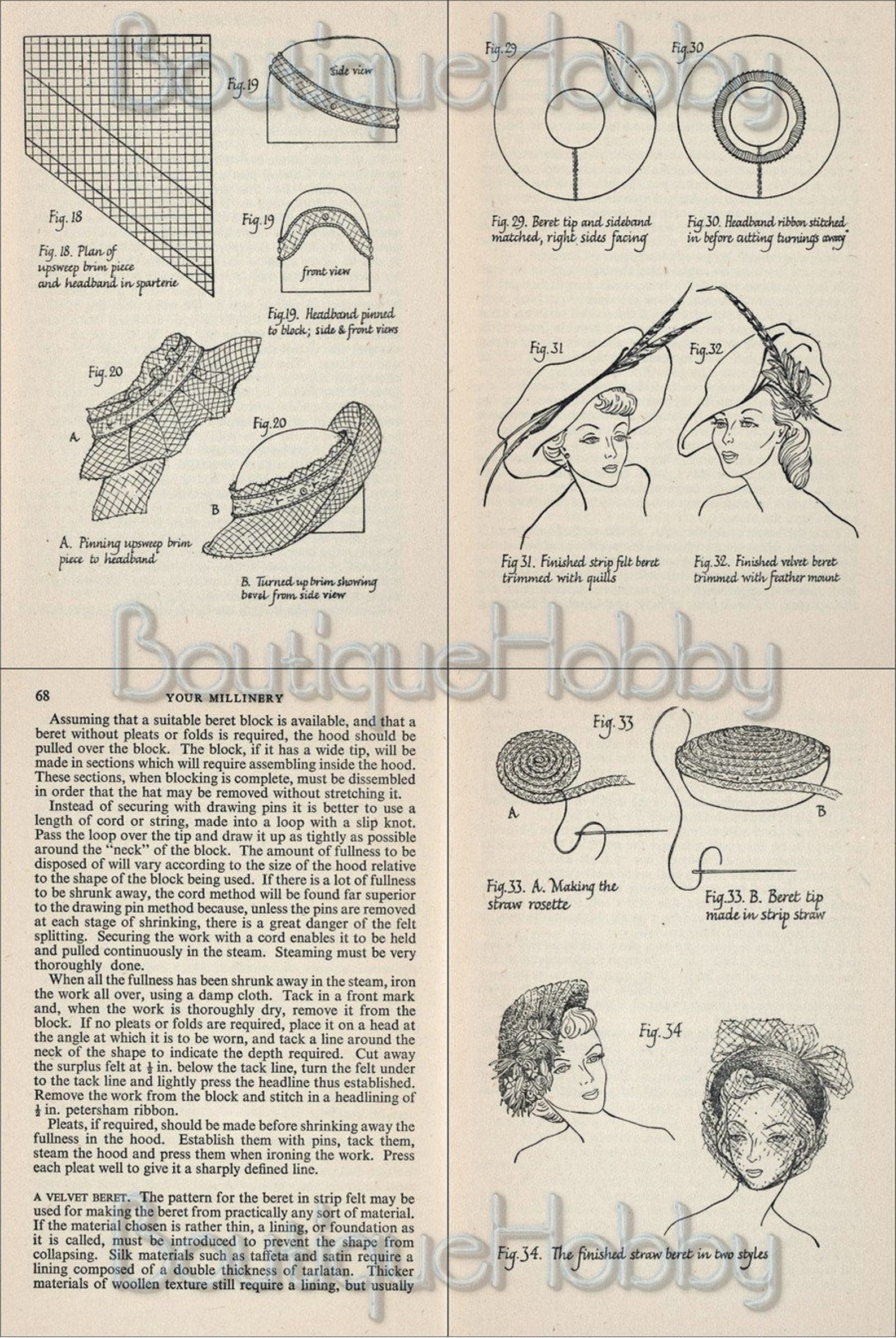How to Make Millinery,instruction Vintage Hats,practical Millinery, Pdf ...