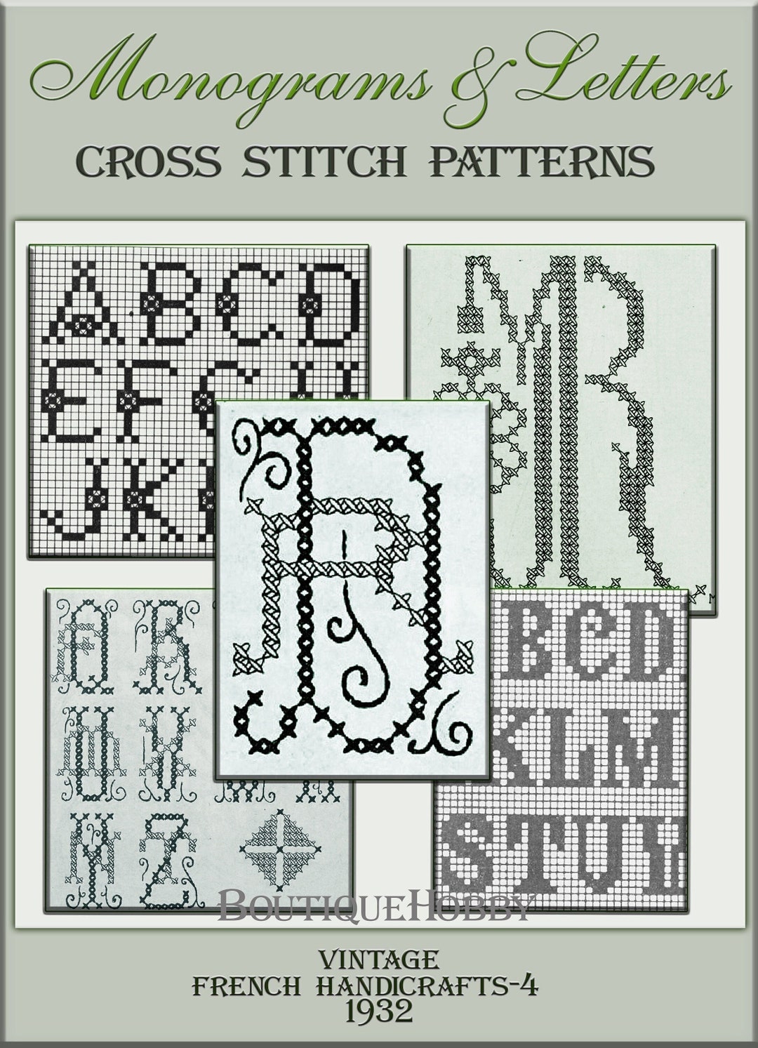 Monograms&letters Cross Stitch Alphabet Designs Pattern,vintage French ...
