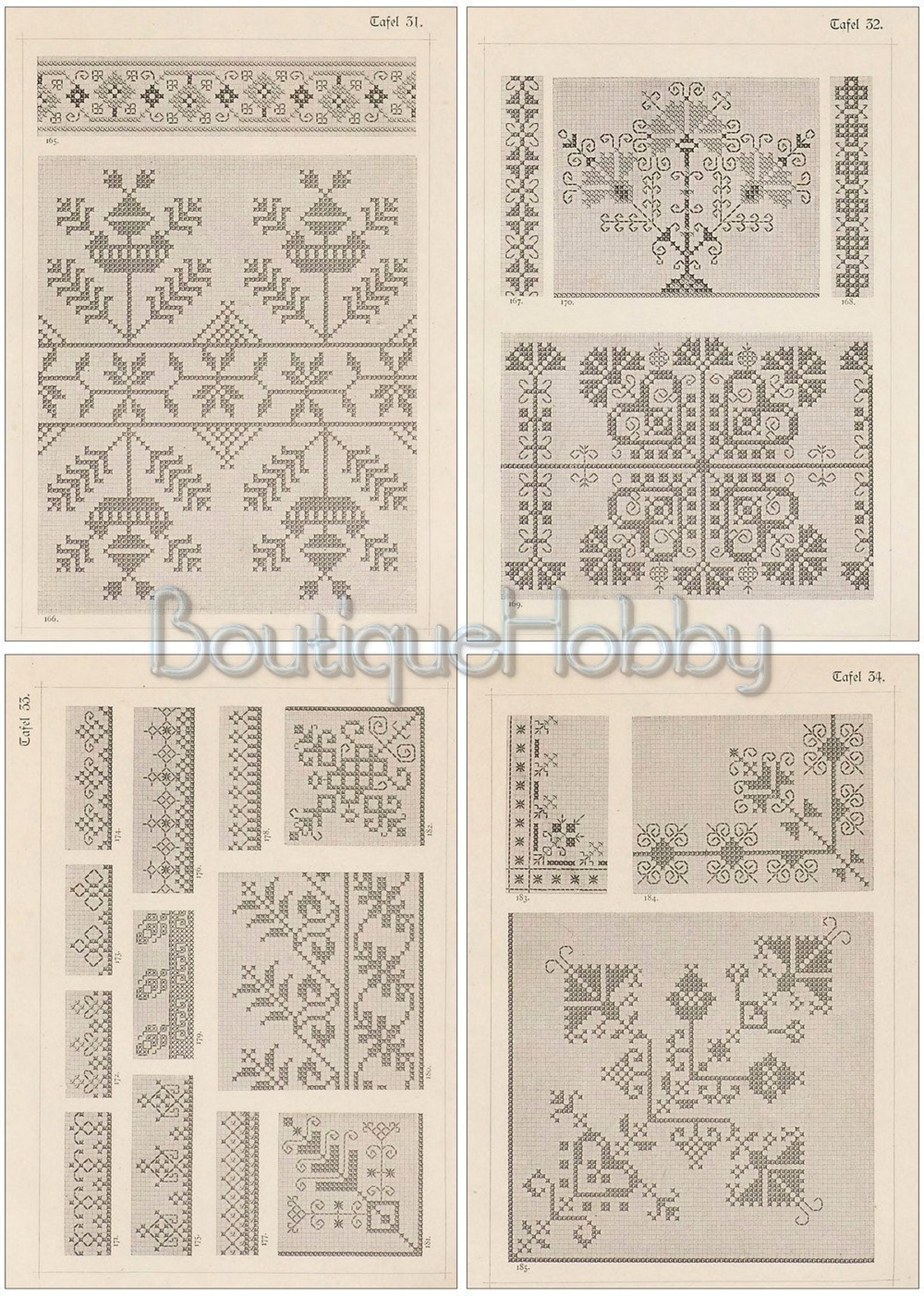 German Vintage Cross Stitch Patterns Book-2,antique Digital Embroidery ...