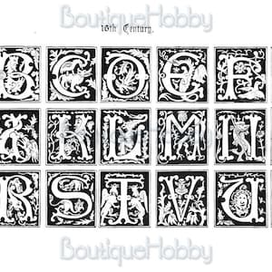 Alphabet vintage bookPrintable lettersplain and ornamental | Etsy
