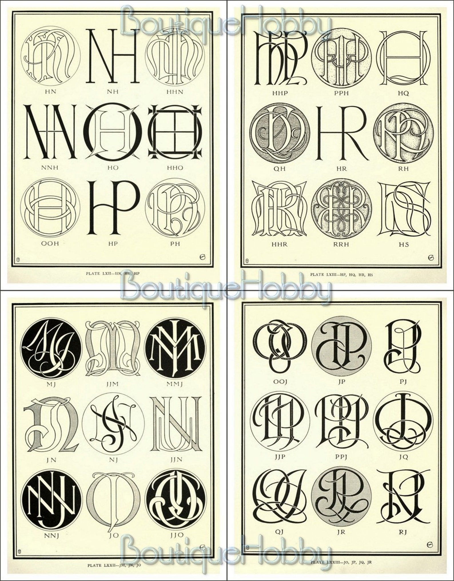 Vintage Monogram Alphabet Fontsvictorian Art Instant Download - Etsy