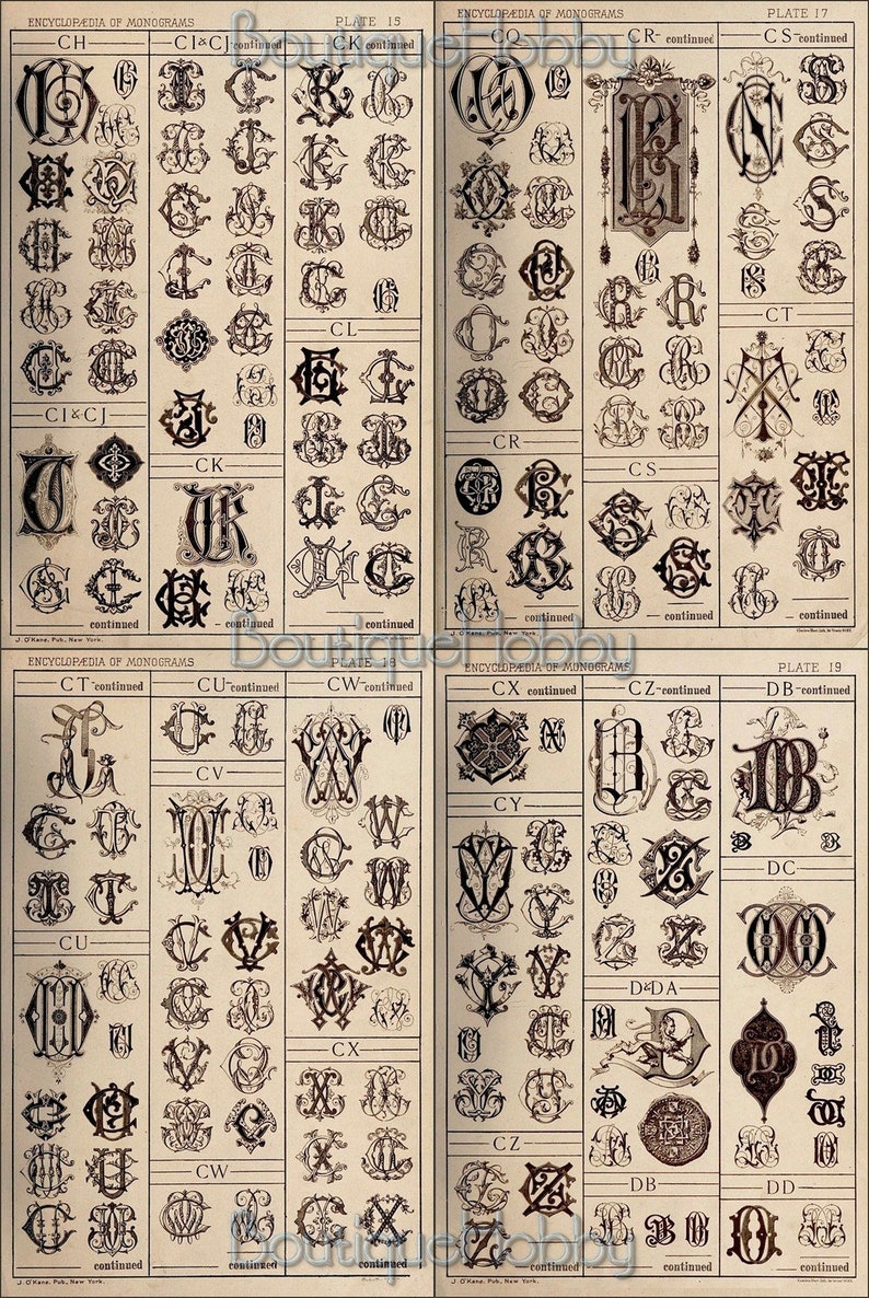 Monograms Vintage Booksembroidery Fontold Books ENCYCLOPEDIA | Etsy