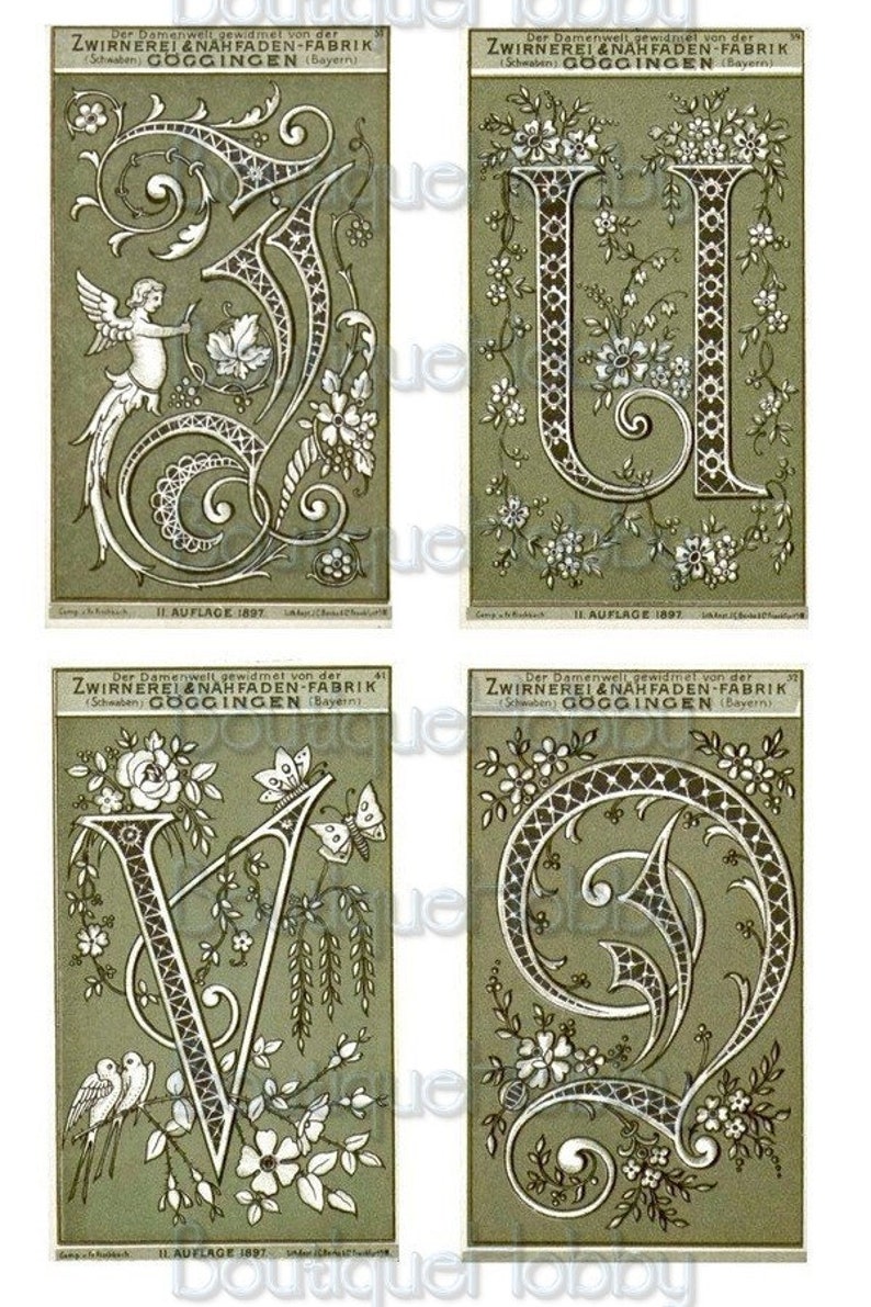 Vintage Embroidery Printable Alphabet,logo Designs,vintage Initials - Etsy