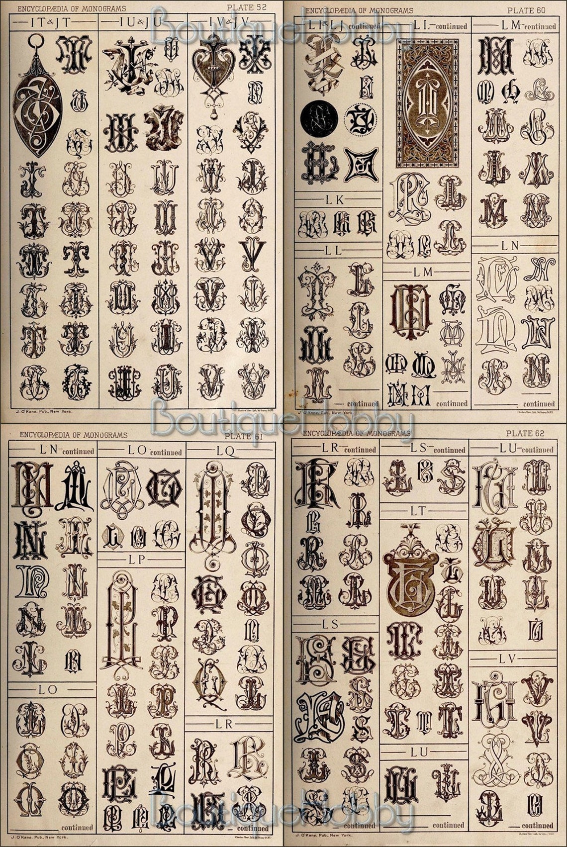 Monograms Vintage Booksembroidery Fontold Books ENCYCLOPEDIA | Etsy