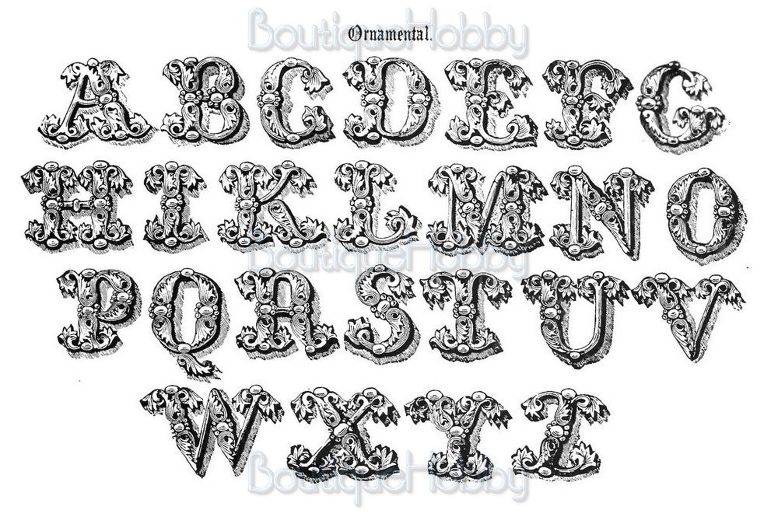 Alphabet vintage bookPrintable lettersplain and ornamental | Etsy