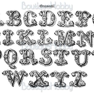 Alphabet vintage bookPrintable lettersplain and ornamental | Etsy