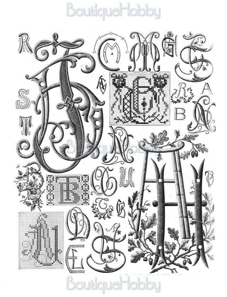 500 Monogram Embroidery Designs Fontsletters - Etsy
