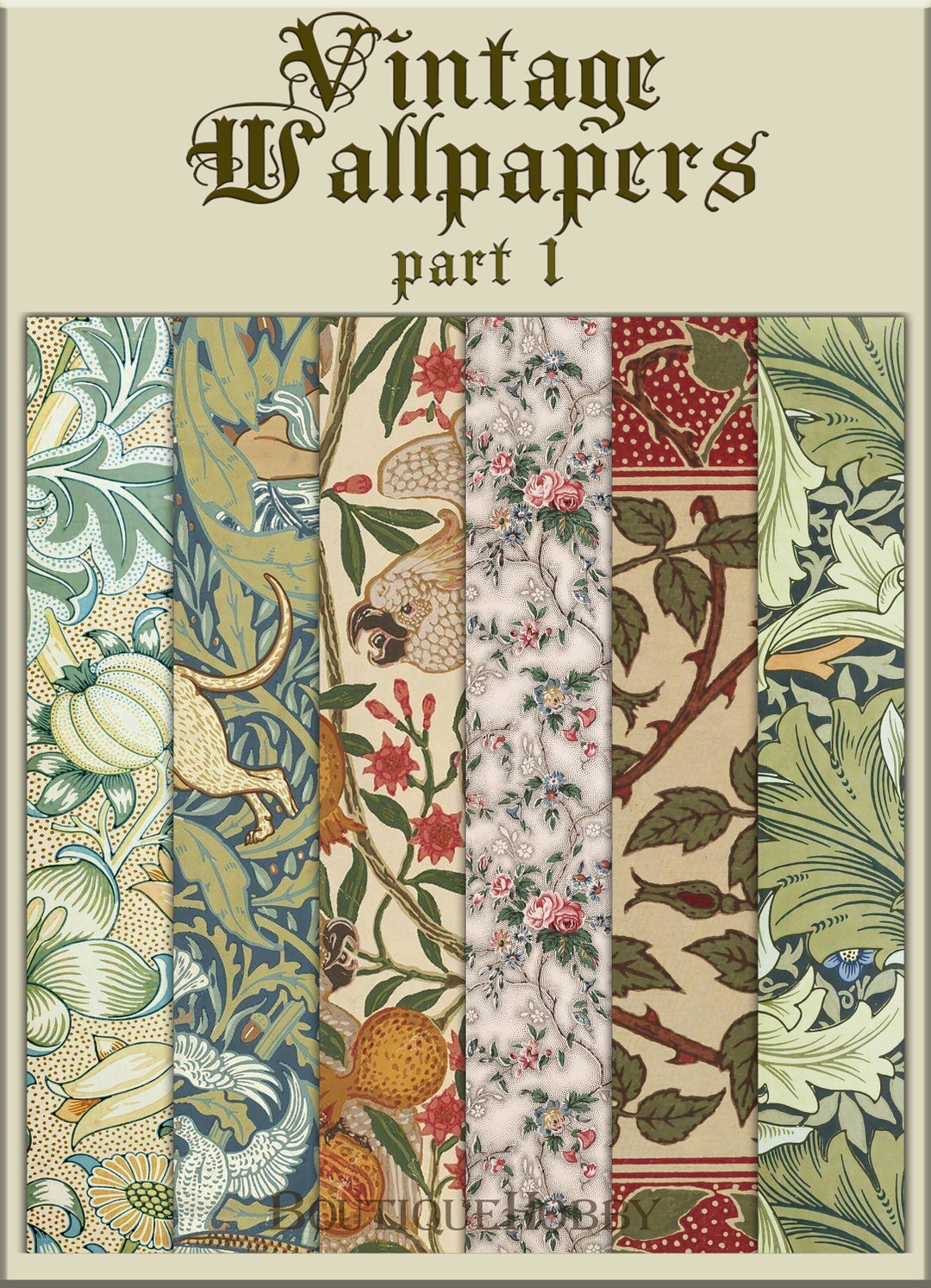 Vintage Digital Wallpaper Printable Paper, Background Set-1, 8.5"x 11 ...