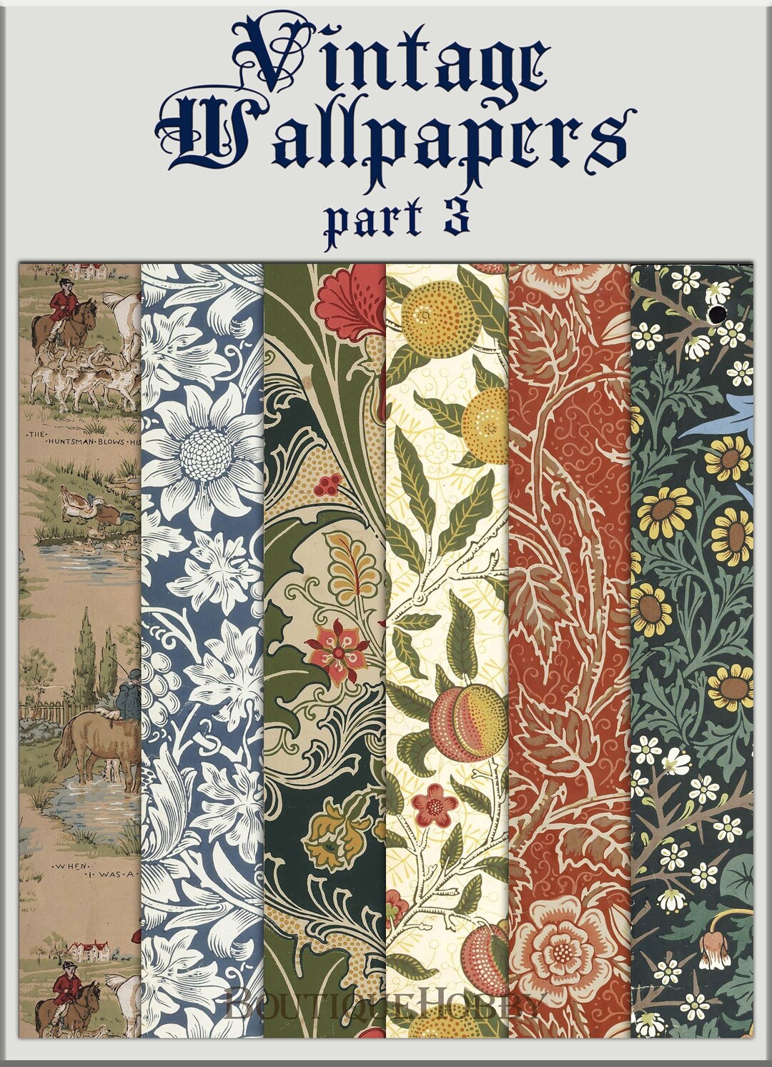 Vintage Digital Wallpaper Printable Paper, Background Set-3, 8.5"x 11 ...