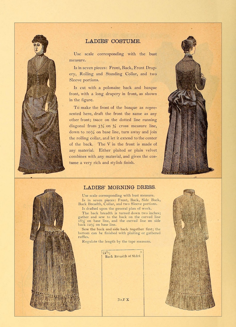 Victorian Costume Sewing Patterns 59 Vintage Designs - Etsy
