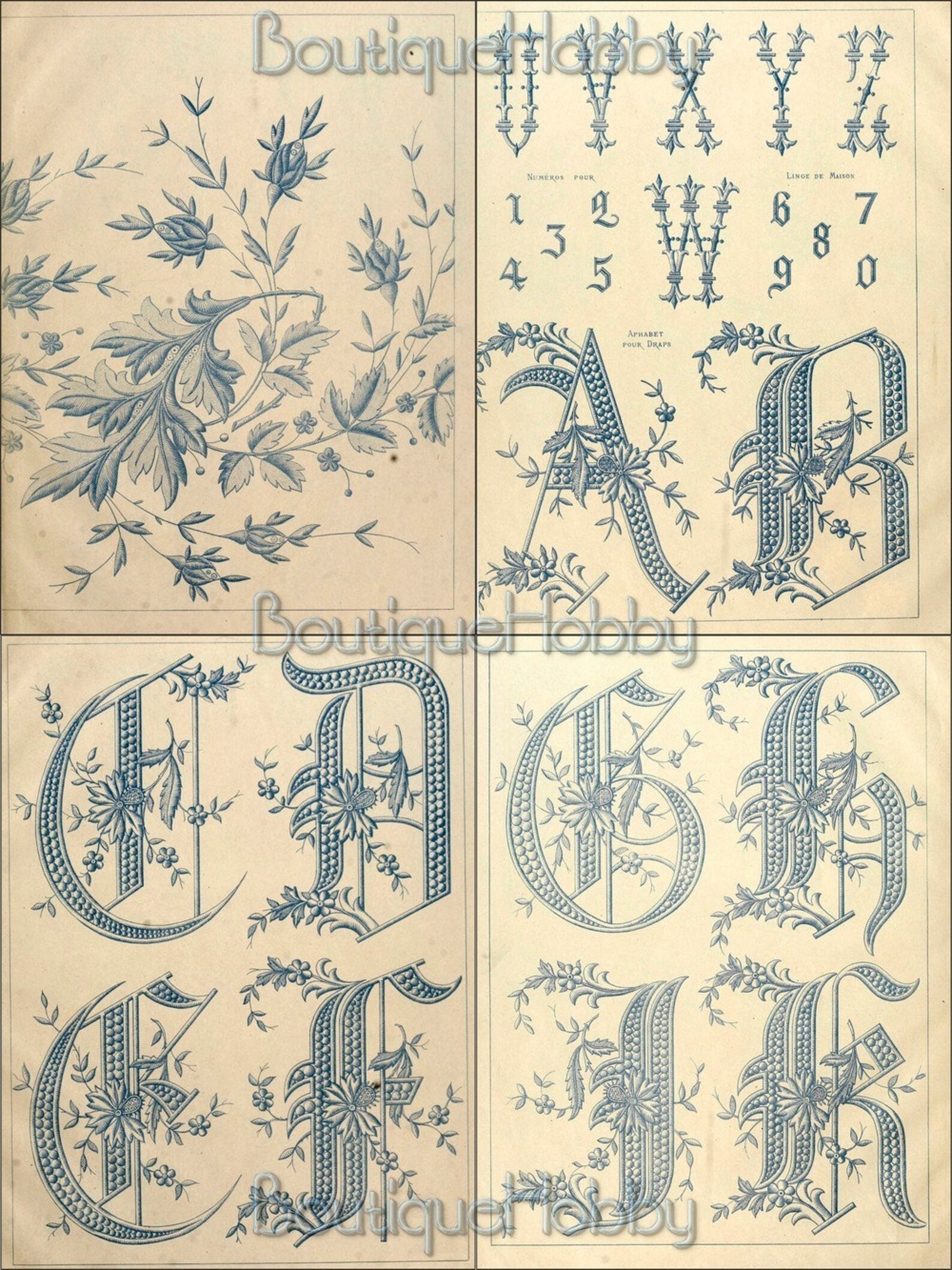Vintage Embroidery Alphabet,logo Designs,printable Lettering Initials ...