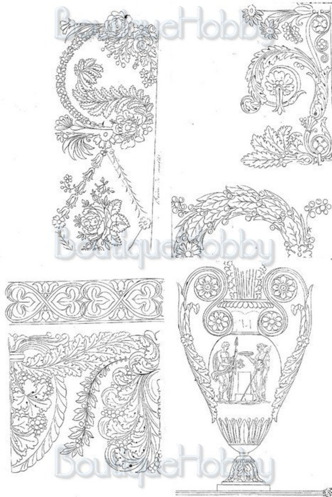 Hand french vintage embroidery patternsdesigns motifsPattern | Etsy