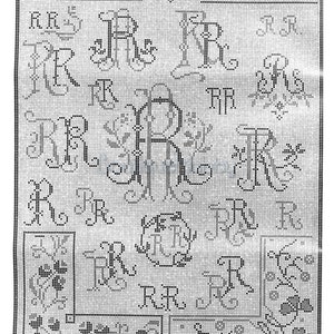 Monograms Cross Stitch Patterns Book,antique Books,monogram Font ...