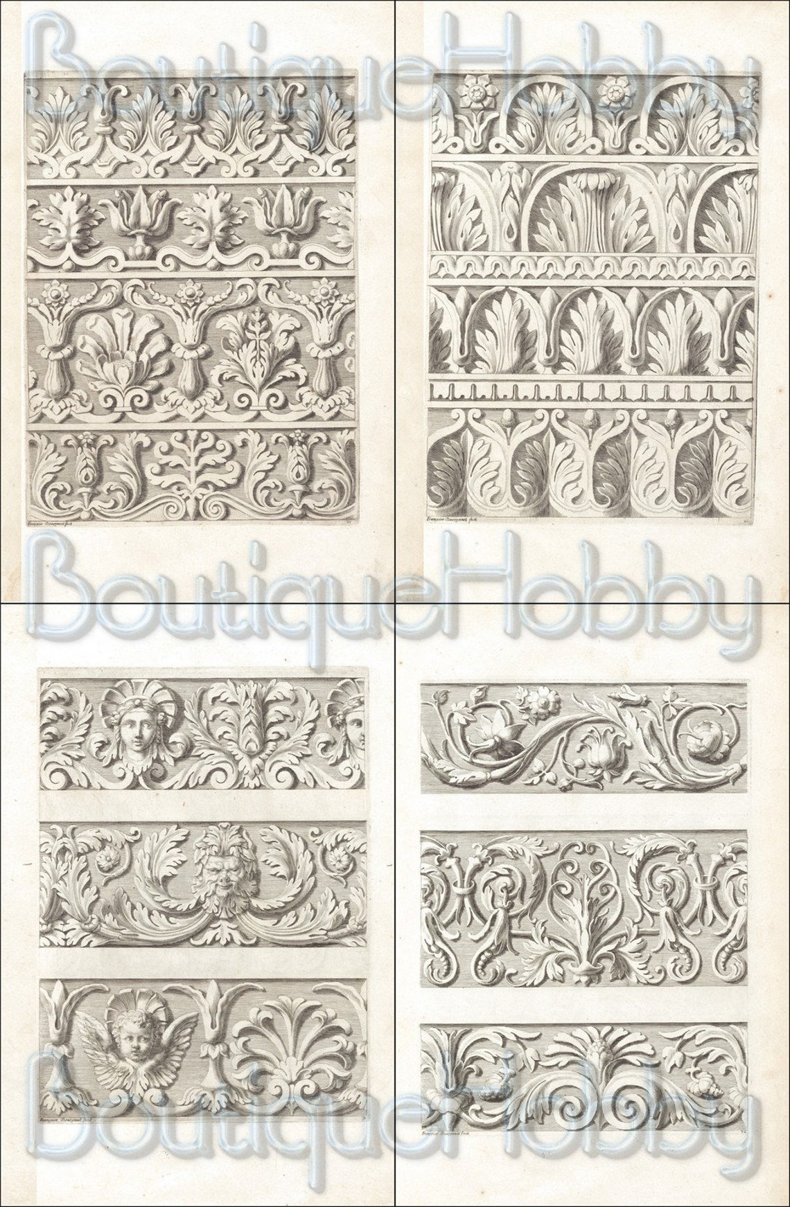 Historical Design Baroque Ornamentsvintage French Ornament - Etsy