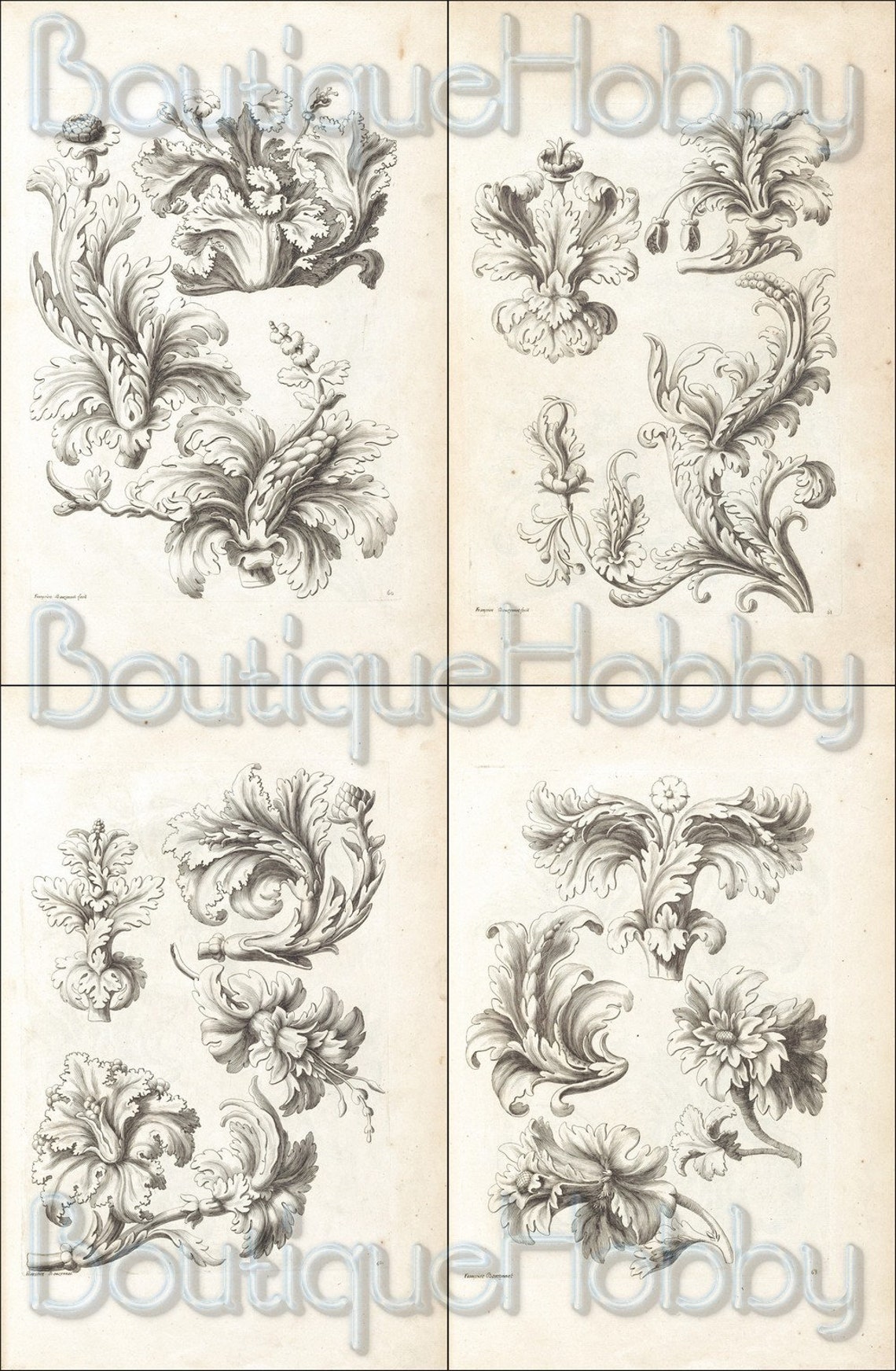 Historical Design Baroque Ornamentsvintage French Ornament - Etsy